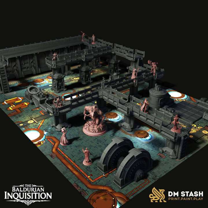 3D Printable Modular Steampunk Factory Terrain Set - The Shifting Foundry by DM Stash